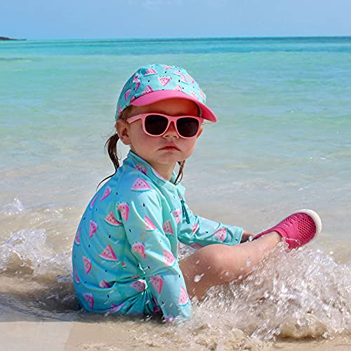 JAN & JUL Kids Baseball Cap for Girl, Pink Cotton Hat (Watermelon, 2-12 Years)