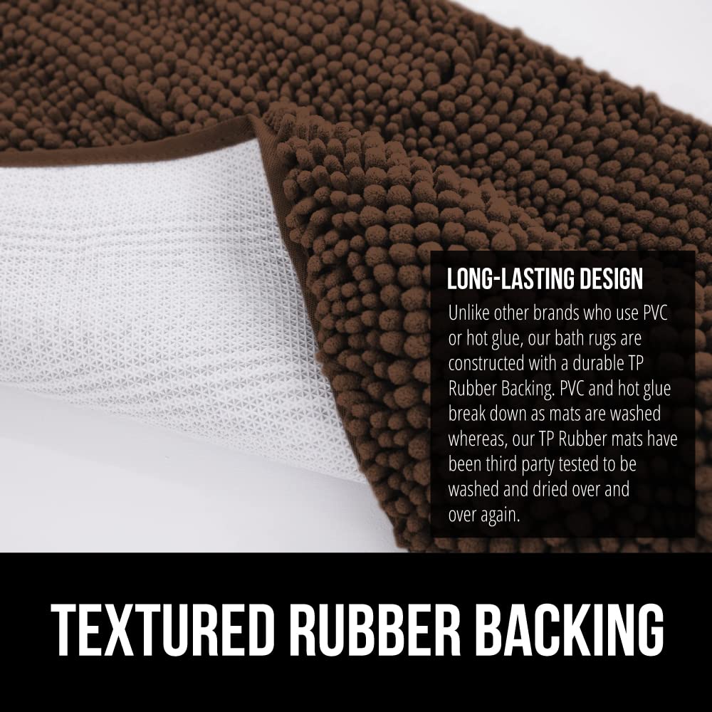 Gorilla Grip Bathroom Rug Sets, Soft Chenille 2 Piece Area Rugs Set, Toilet Base Mat and 30"x20" Carpet, Absorbent Microfiber Washable Mats Dry Quickly, Home Décor and Bath Room Accessories, Caramel
