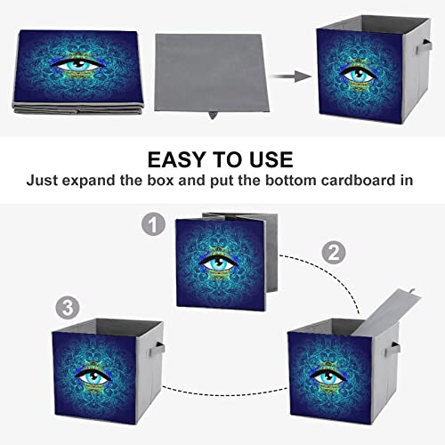 Cool Alien Psychedelic Eye Canvas Collapsible Storage Bins Cube Organizer Baskets with Handles for Home Office Car