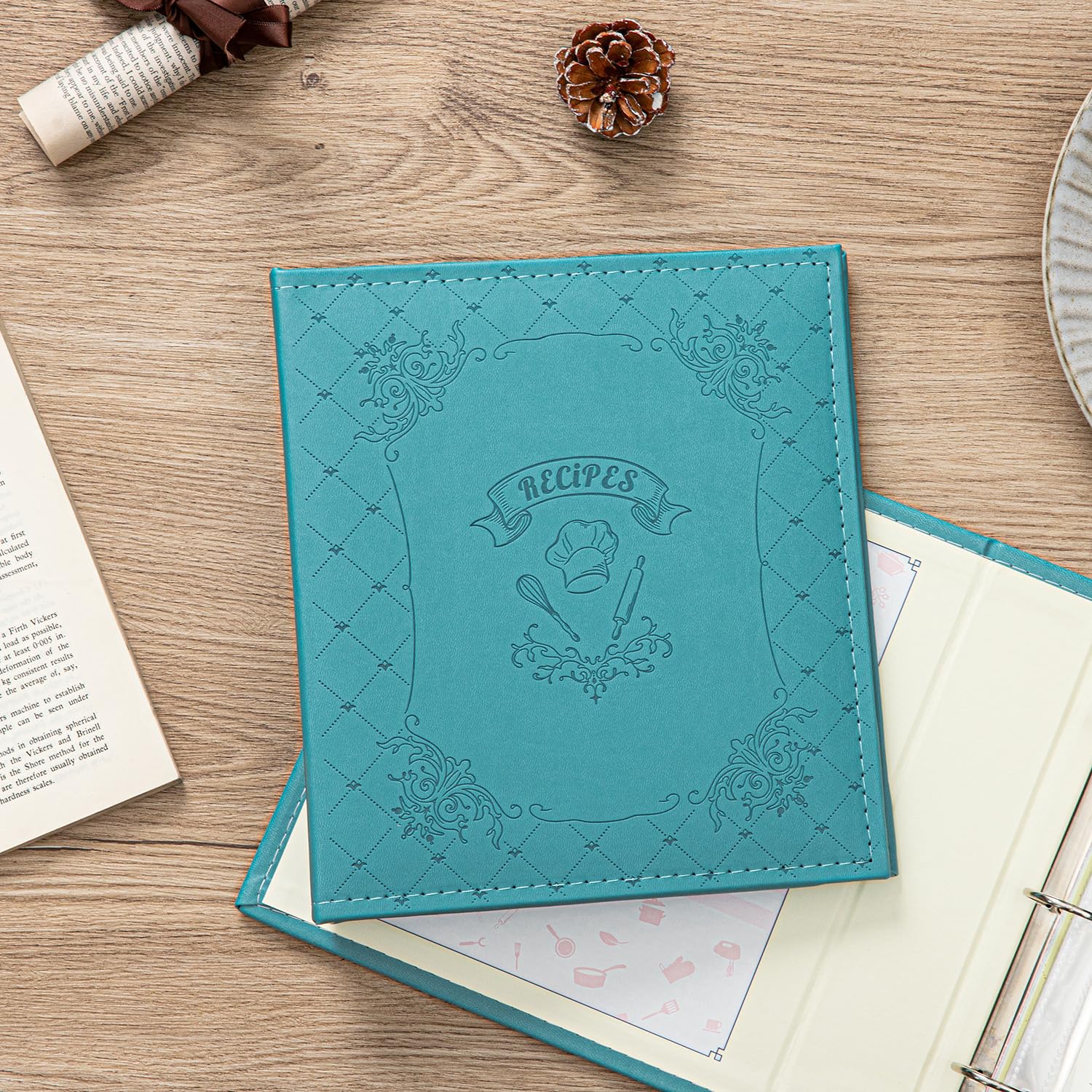 COFICE Recipe Binder Book to Write in Your Own Recipes with Plastic Sleeves, Blank Family Recipe Cards Organizer Kit (Blue)