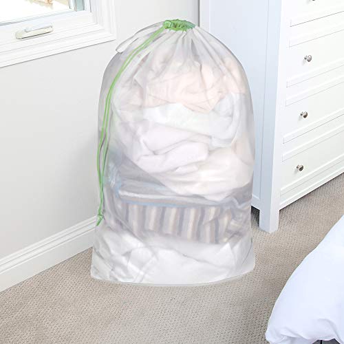 Smart Design Heavy-Duty Laundry Bag – Holds Up to 3 Loads, Jumbo – Laundry Hamper with Handle & Push-Lock Drawstring for Easy Organization and Storage – Laundry Basket Made with Breathable Mesh