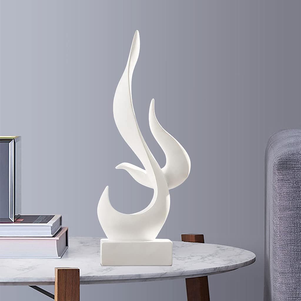 Joylern Resin Art Statue Minimalist Figurines Abstract Sculpture Desk Table Sculpture Ornaments for Home Bedroom Living Room Garden Office - White