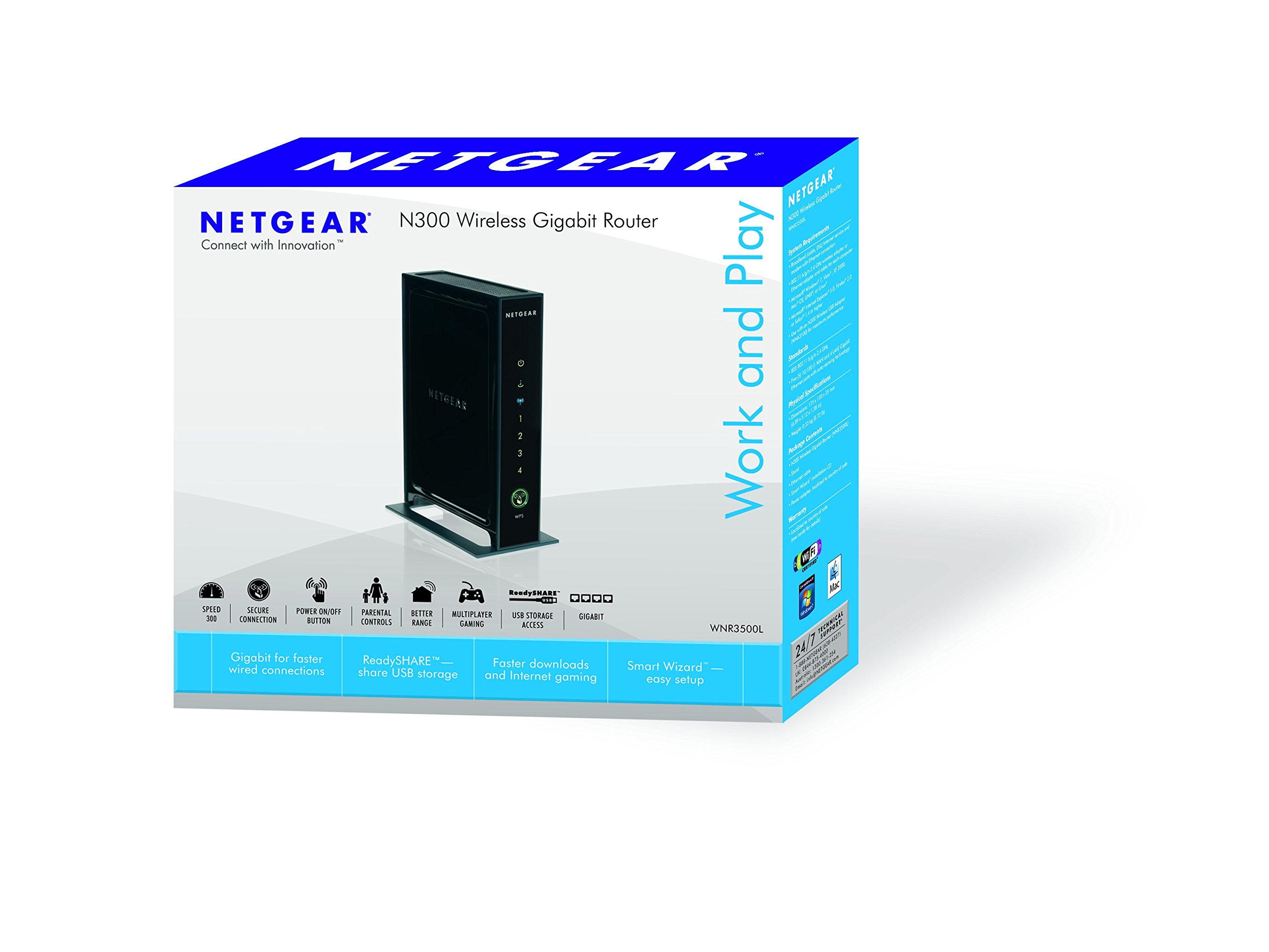 NETGEAR WNR3500L N300 Open-Source Gigabit WiFi Router (WNR3500Lv2), 128MB NAND and 128MB RAM, 480 MHz MIPS 74K Processor