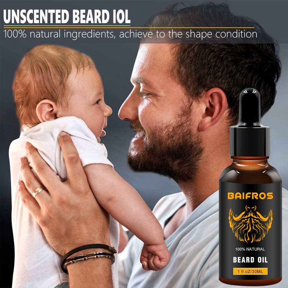 BAIFROS Beard Grooming Kit for Men & Care W/Beard Wash/Shampoo,Unscented Beard Growth Oil