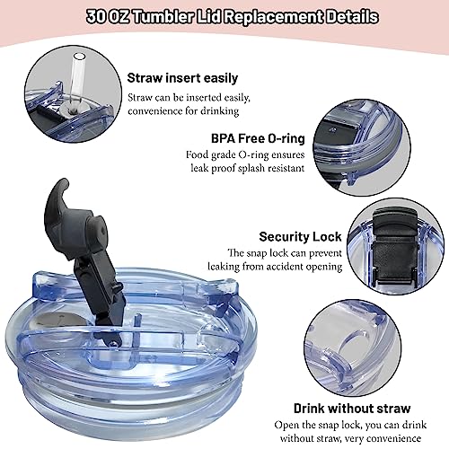 HeyMoly Stanley Tumbler 30 oz Replacement Lids 2 Pack, Spill Proof and Splash Resistant Covers for Tumbler 30 oz(2 Pack)