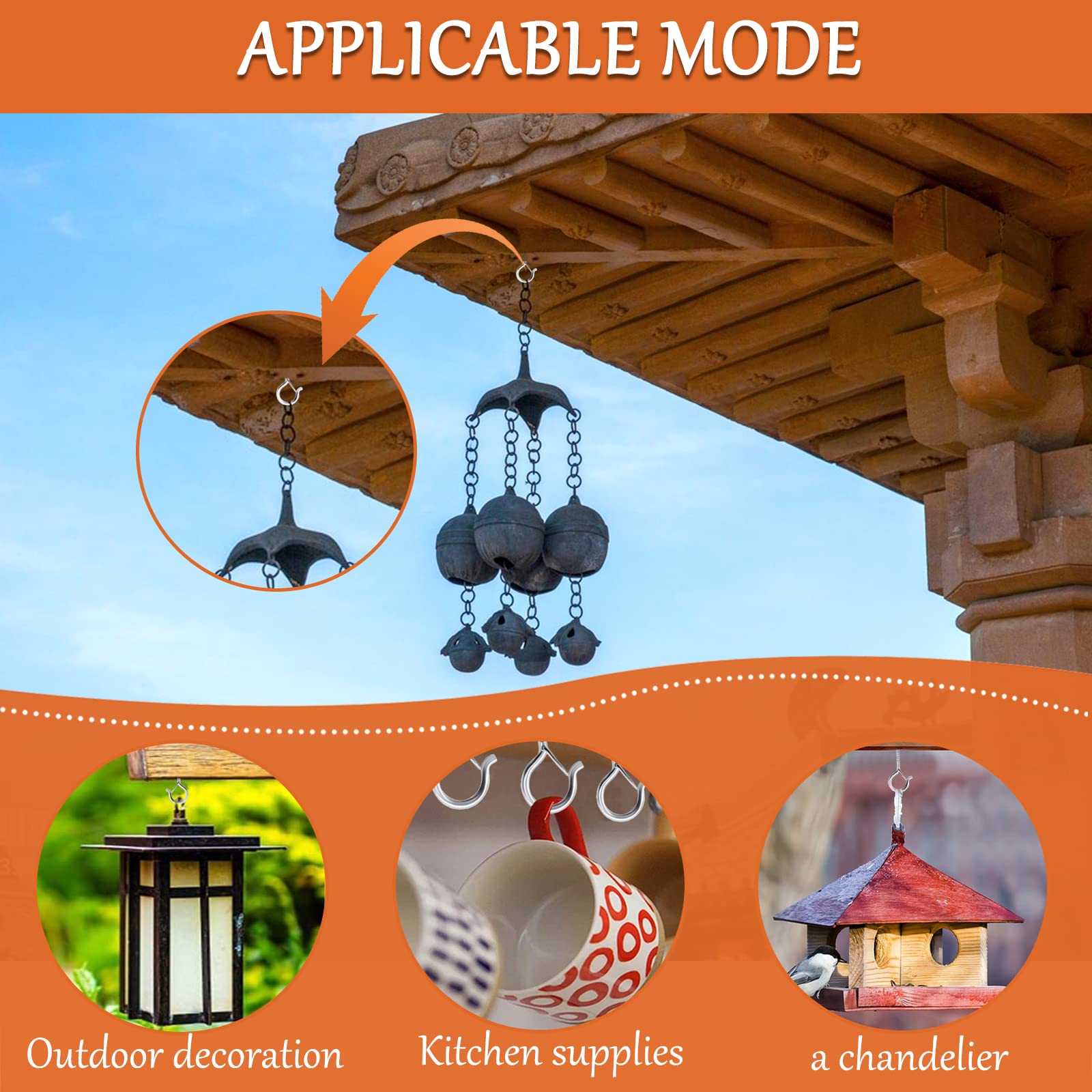 Fegdyi Christmas Lights Hooks Pack of 20 Q-Hanger Screw Hooks Wall Cabinet Ceiling Hooks with Safety Buckle Design for Outdoor String Lights Light House Garage New Year Party (Silver)