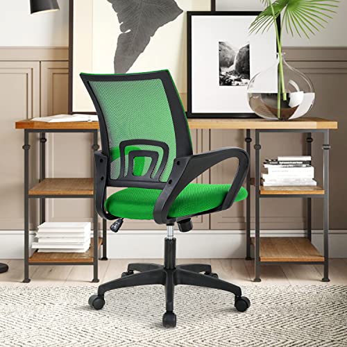 Desk Chair Home Office Chair with Lumbar Support& Armrest, Adjustable Ergonomic Mid Back Computer Chair Executive Rolling Swivel Mesh Office Desk Chairs for Adults, Green