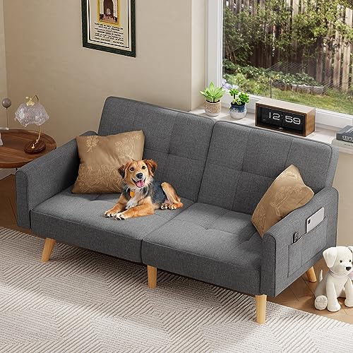 Gizoon Small Couch, Futon Sofa Bed, Sleeper Sofa, Loveseat, Sectional Couches for Living Room, Bedroom, Dorm, Apart, Mid Century Modern, Adjustable Backrest, 70.9"