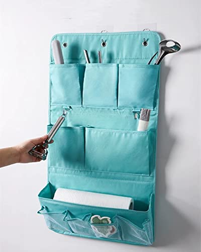 Lerkumey Over Door Hanging Organizer Hanging Storage Bags with 10 Pockets | Multifunctional Storage Bags Organizer with 3Pcs Adhesive Wall Hooks for Wall /Bedroom /Bathroom /Door /Closet (Blue)