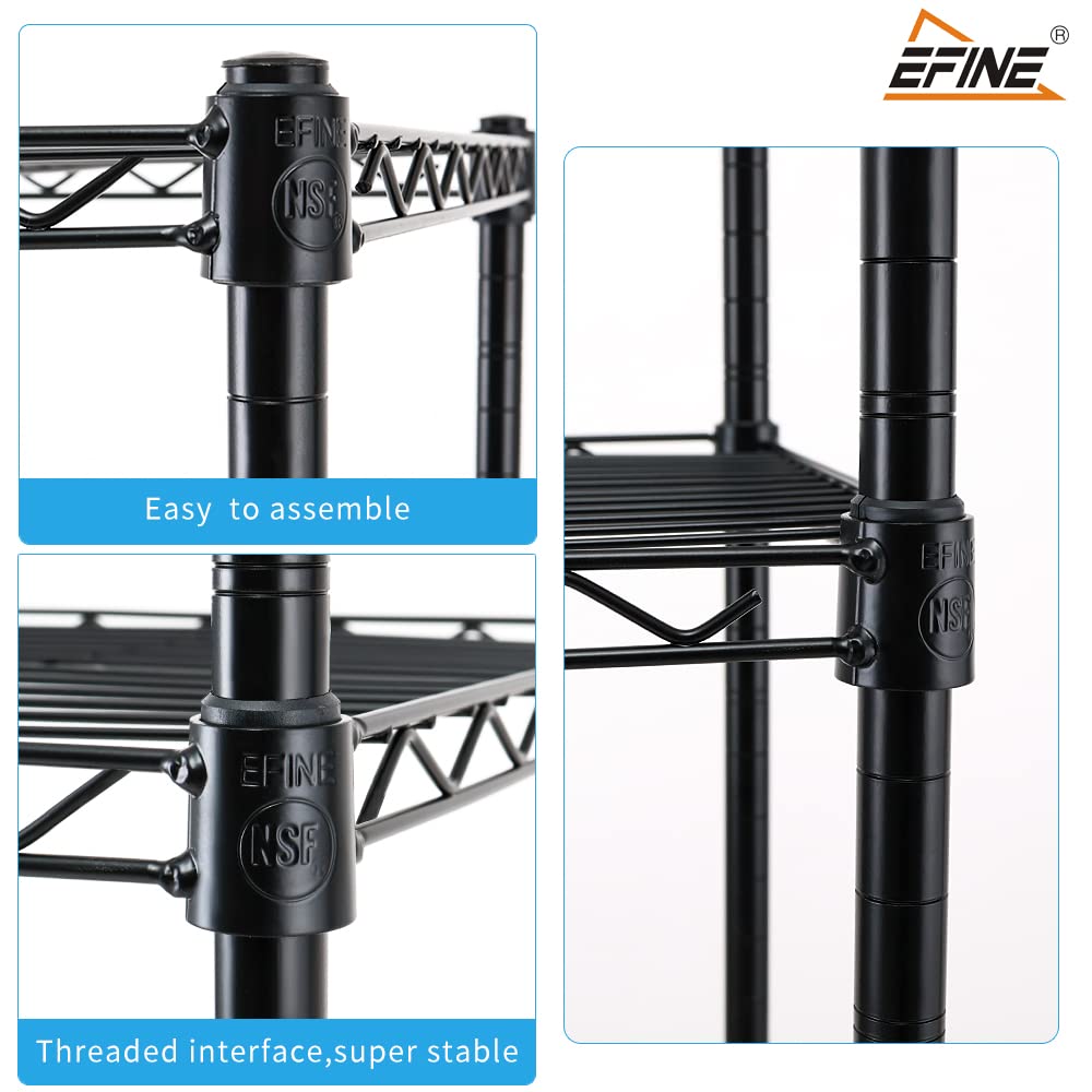 EFINE 5-Shelf Shelving Units and Storage on Wheels with Shelf Liners Set of 5, NSF Certified, Adjustable Carbon Steel Wire Rack for Garage, Kitchen, Office(63H X 30W X 14D)