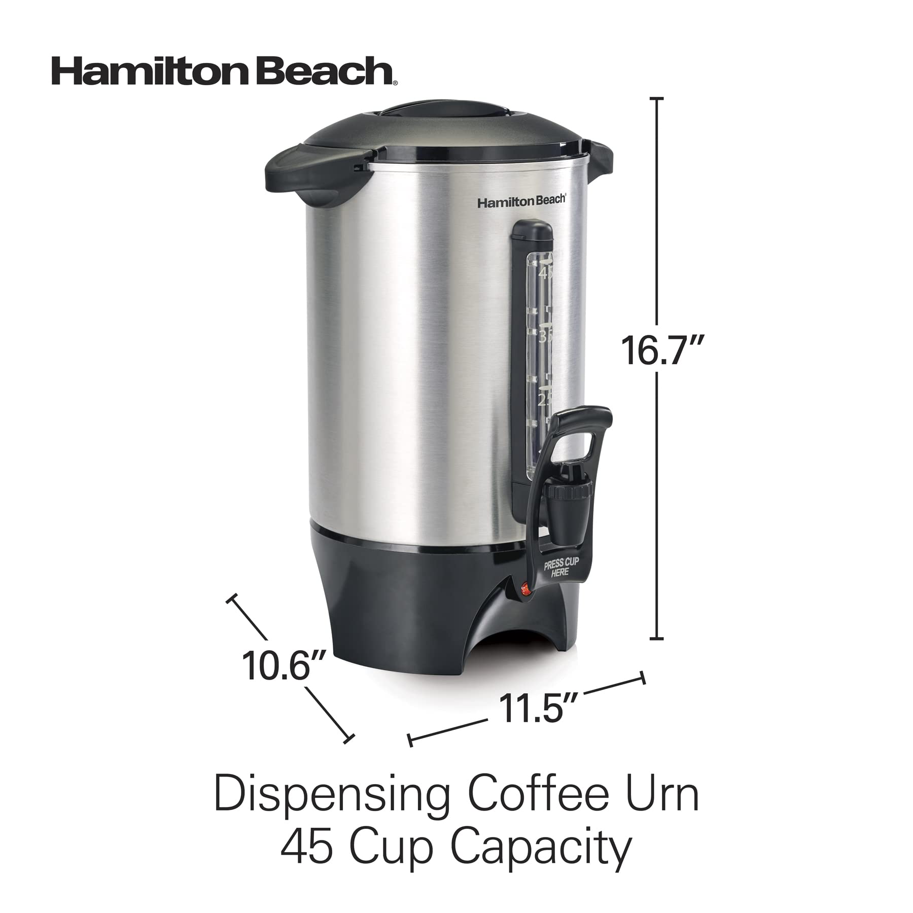 Hamilton Beach 45 Cup Coffee Urn and Hot Beverage Dispenser, Silver (40519)