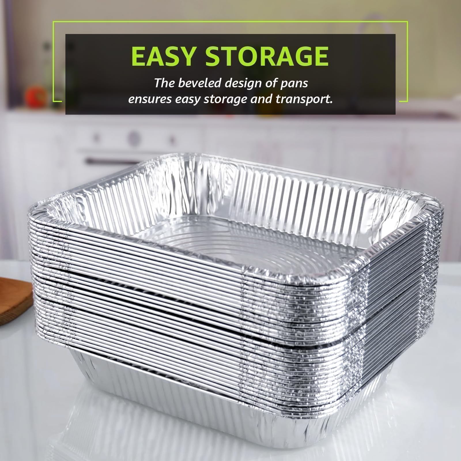 BIOCEAN Aluminum Pans 9x13 Inch 30 Pack, Extra Heavy Duty Foil Pans with Half Size Deep Steam Aluminum Tray Tin Foil Pans for Prepping Food, Storing Heating, Cooking, Baking, Roasting