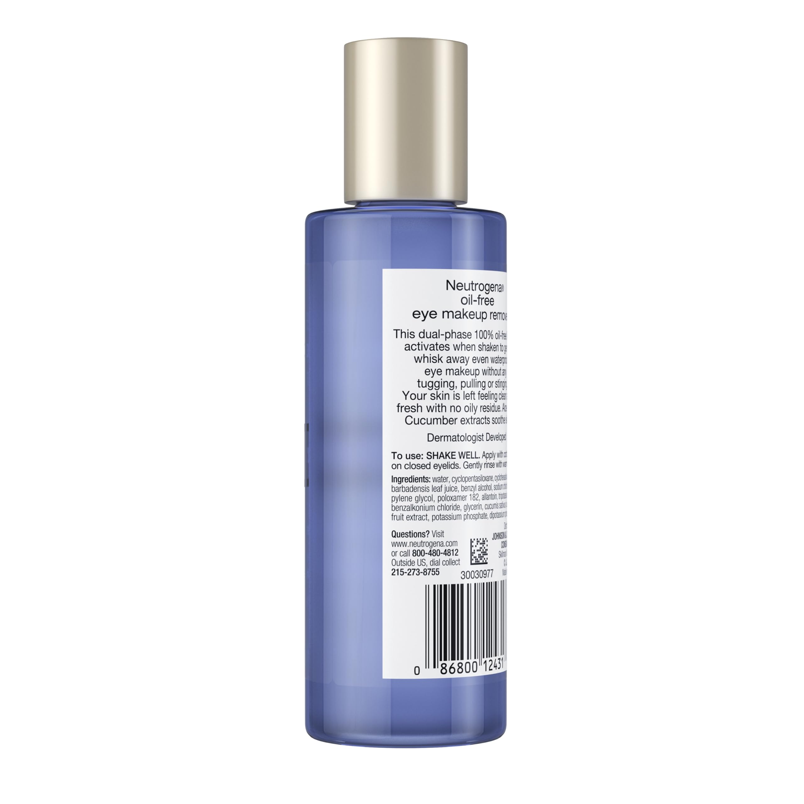 Neutrogena Gentle Oil-Free Eye Makeup Remover & Cleanser for Sensitive Eyes, Non-Greasy Makeup Remover, Waterproof Mascara Remover, Dermatologist & Ophthalmologist Tested, 3.8 fl. oz