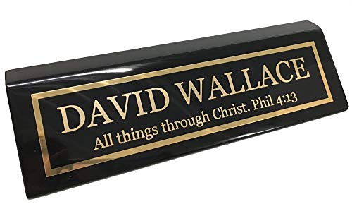 Personalized Business Desk Name Plate, Black Piano Finish - Includes Engraving