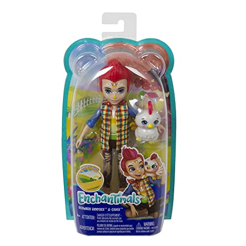 Mattel Enchantimals Redward Rooster Doll with Clunk Figure, 6-inch Small Doll with Removable Shirt & Accessories