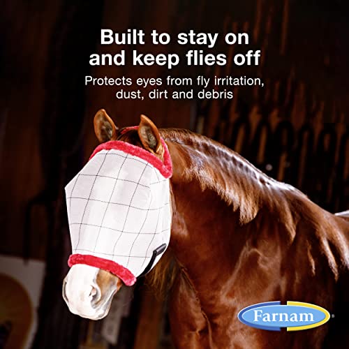SuperMask II Fly Mask Without Ears for Smaller Horses or Arabian Horses, Full Face Coverage and Eye Protection from Insect Pests, Structured Classic Mesh with Plush Trim, Small Horse/Arabian Size