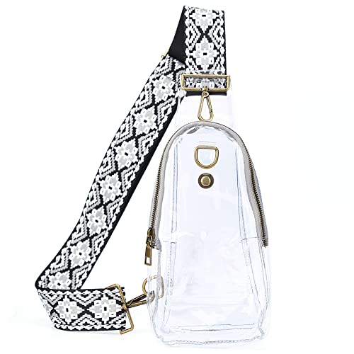 Clear Sling Bag Stadium Approved Crossbody Chest Bags for Women Fanny Pack Small Clear Daypack Shoulder Backpacks