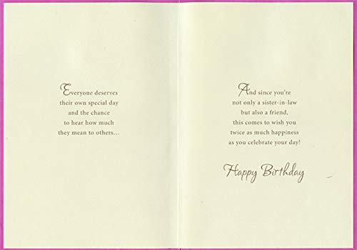 Designer Greetings Light Green Oval Tip On 3D Banner on Horizontal Green Stripe Birthday Card for Sister-in-Law