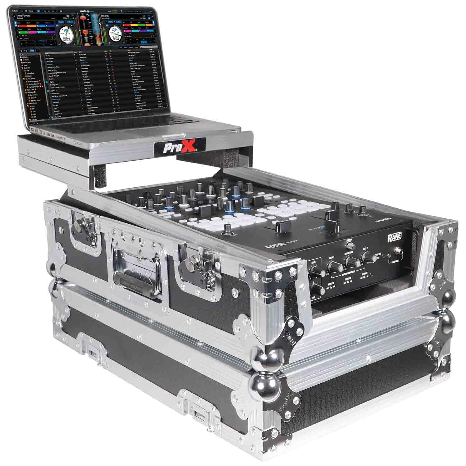 Artist Unknown Prox XS-RANE72LT 11" ATA-300 Style Gig Ready Flight/Road Case with Laptop Shelf for Rane Seventy-Two DJ Mixer, Silver on Black