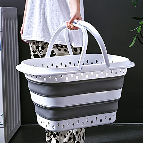 Haundry Collapsible Laundry Basket - 42L Foldable Plastic Laundry Hamper with Handles, Pop-up Basket for Laundry, Portable College Essentials Clothes Hamper