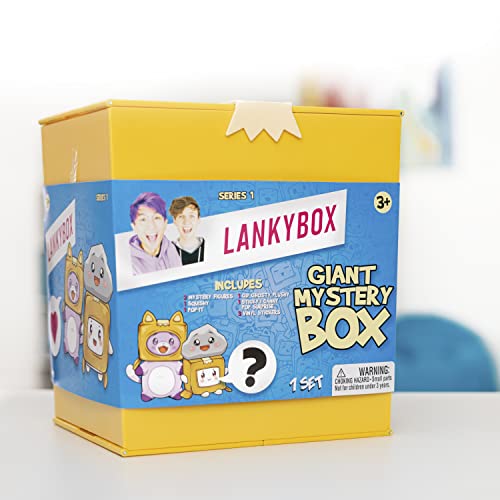 LankyBox Giant Mystery Box: Wearable Boxy case, 2 Figures, one 6β Glow-in-The-Dark Plush, a Squishy , pop-it Fidget Toy, Canny with pop-Out Sticky, and 3 Stickers