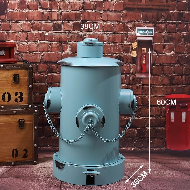 BYDEADY Fire Hydrant Trash Can for Dogs to Pee on, Retro Pedal Trash Ca,Fire Hydrant Garbage Can with Inner Bucket, Outdoor Trash Can for Patio, Large Capacity Indoor Waste Bins, blue