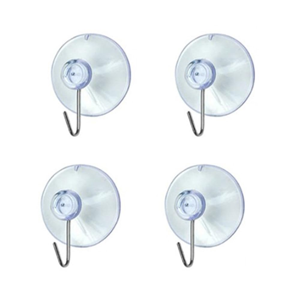 TOPQINFENGYUE 4 Pack Suction Cup Hooks Small Suction Cup Wall Hook Clear Clear Plastic Sucker Pads Removable for Home Kitchen Bathroom Glass Towel Hooks