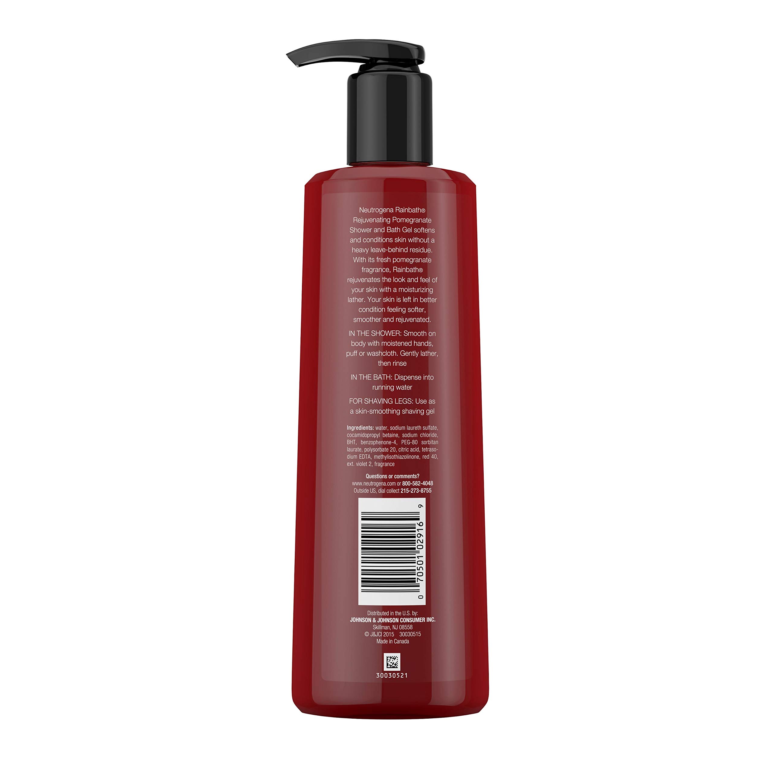 Neutrogena Rainbath Rejuvenating and Cleansing Shower and Bath Gel, Moisturizing Body Wash and Shaving Gel with Clean Rinsing Lather, Pomegranate Scent, 16 fl. oz (Pack of 2)