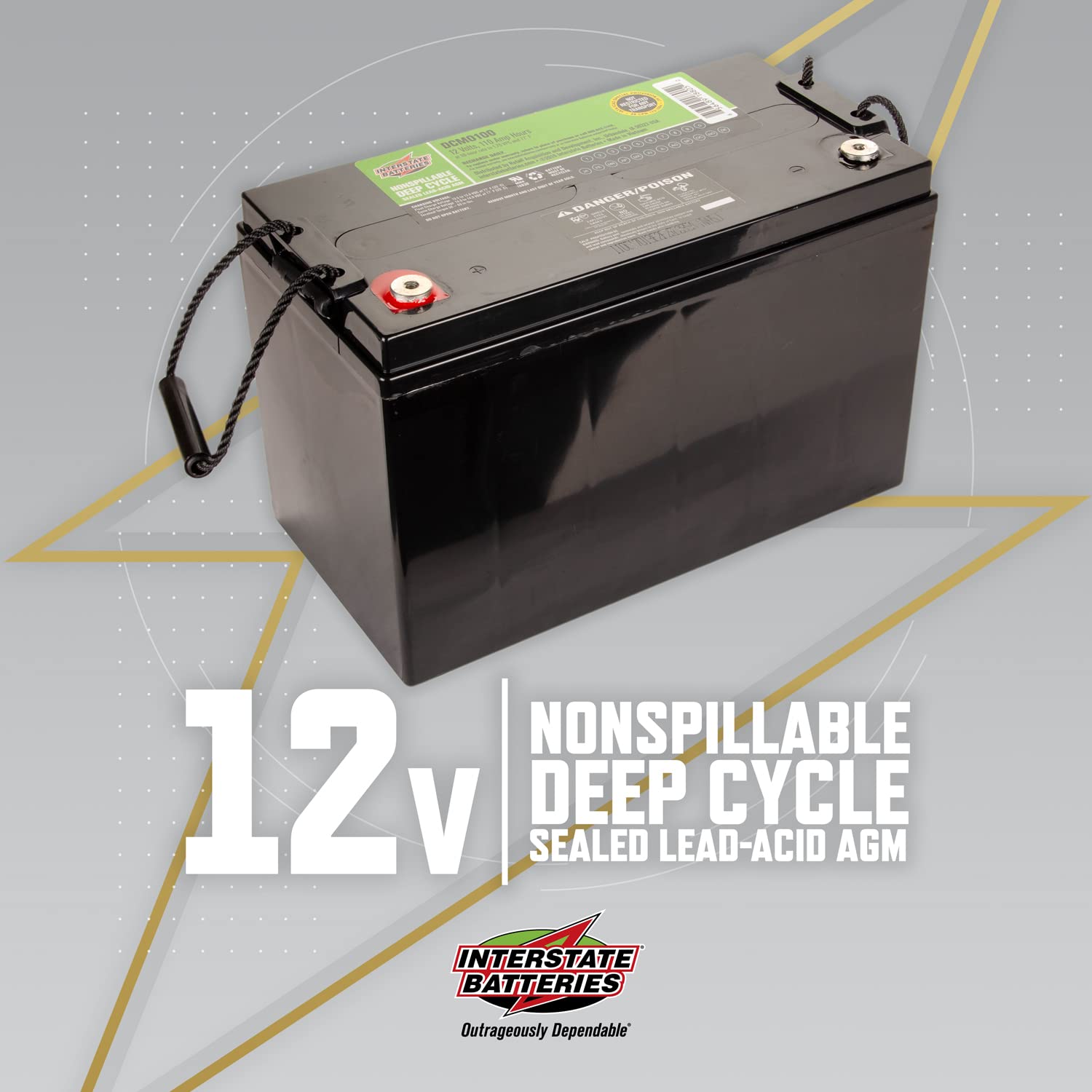Interstate Batteries 12V 110 AH SLA/AGM Deep Cycle Battery for Solar, Wind, and RV Applications - Insert Terminals (DCM0100)