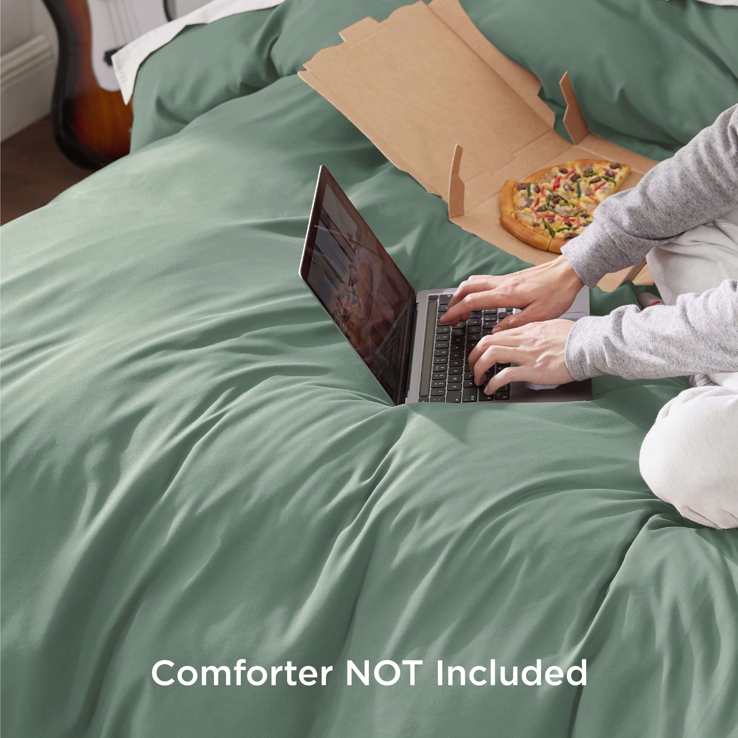 Bedsure Sage Green Duvet Cover Full Size - Soft Double Brushed Duvet Cover for Kids with Zipper Closure, 3 Pieces, includes 1 Duvet Cover (80"x90") & 2 Pillow Shams, NO Comforter