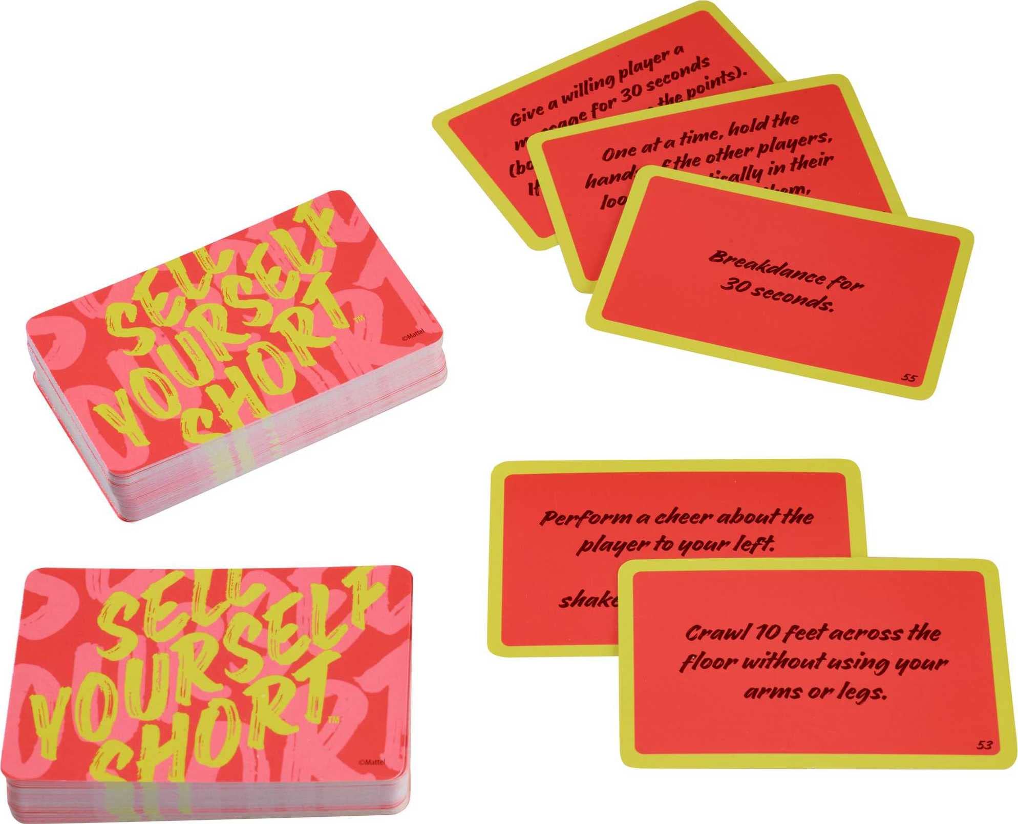Mattel Games Sell Yourself Short, Hilarious Party Game for Adults and Teens, with Spinner, 112 Cards and 41 Tokens, Makes a Great Gift for 14 Year Olds and Up