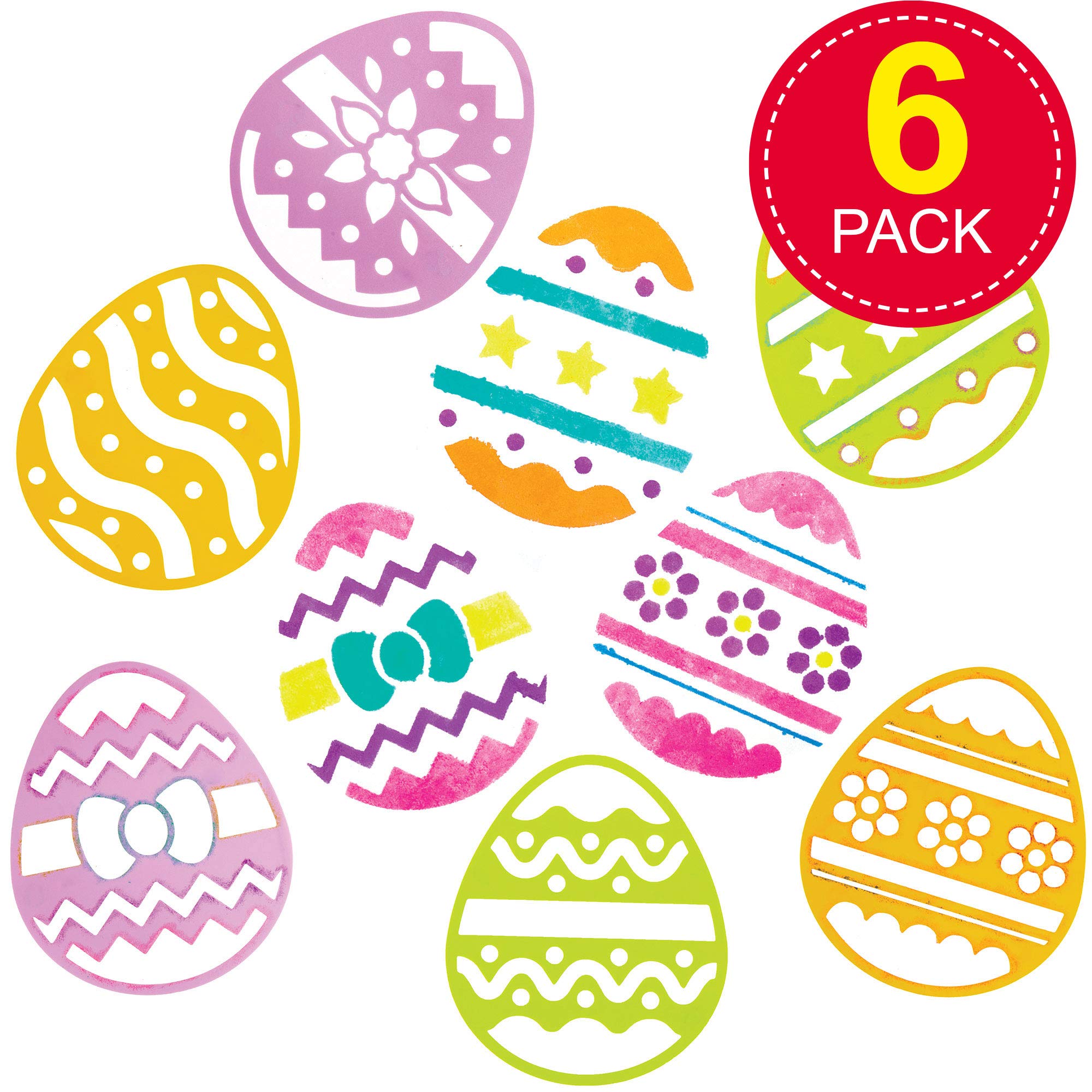 Baker Ross AT441 Easter Egg Stencils - Pack of 6, Creative Easter Art and Craft Supplies for Kids to Make and Decorate
