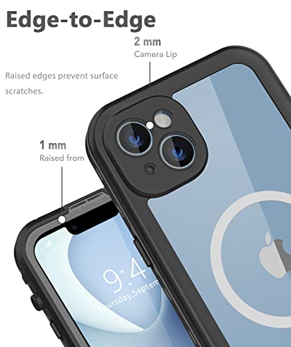 Dewfoam Design for iPhone 14 Waterproof Case, Shockproof Dustproof Phone Case for iPhone 14 with Screen Protector, Full Body Protective Cover for iPhone 14 6.1'' (Black)