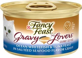 Fancy Feast Gravy Lovers Bundle, 2 Turkey, 2 Ocean Whitefish, 2 Salmon & Sole, 2 Beef, 2 Salmon Feast , & 2 Chicken & Beef. Each can is Total of 12 cans and Mouse Toy., 3 Ounce (Pack of 12)