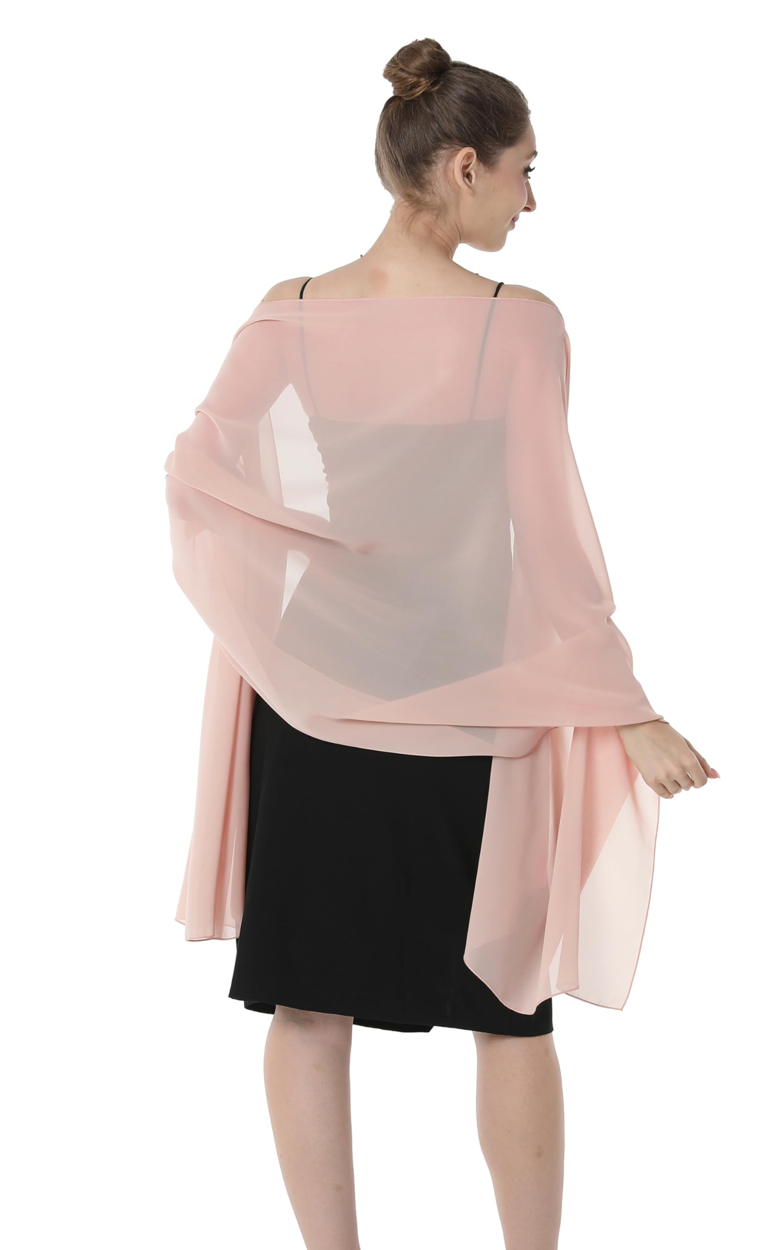 Baoqiya Women's Scarf Shawls and Wraps for Evening Dress Chiffon Shawl Soft Elegant Silky Pashmina Wedding Bridal Scarves(Blush, 79"×19")