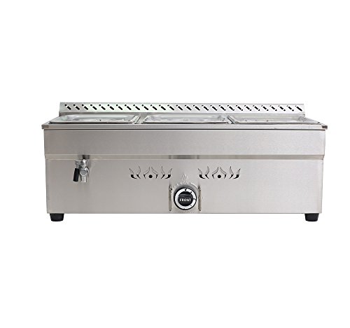 HayWHNKN 3-Pan LP Gas Food Warmer Propane Steam Table Stainless Steel Bain Marie Buffet for Parties (with Gas Regulator Valve) 1/2 * 4β