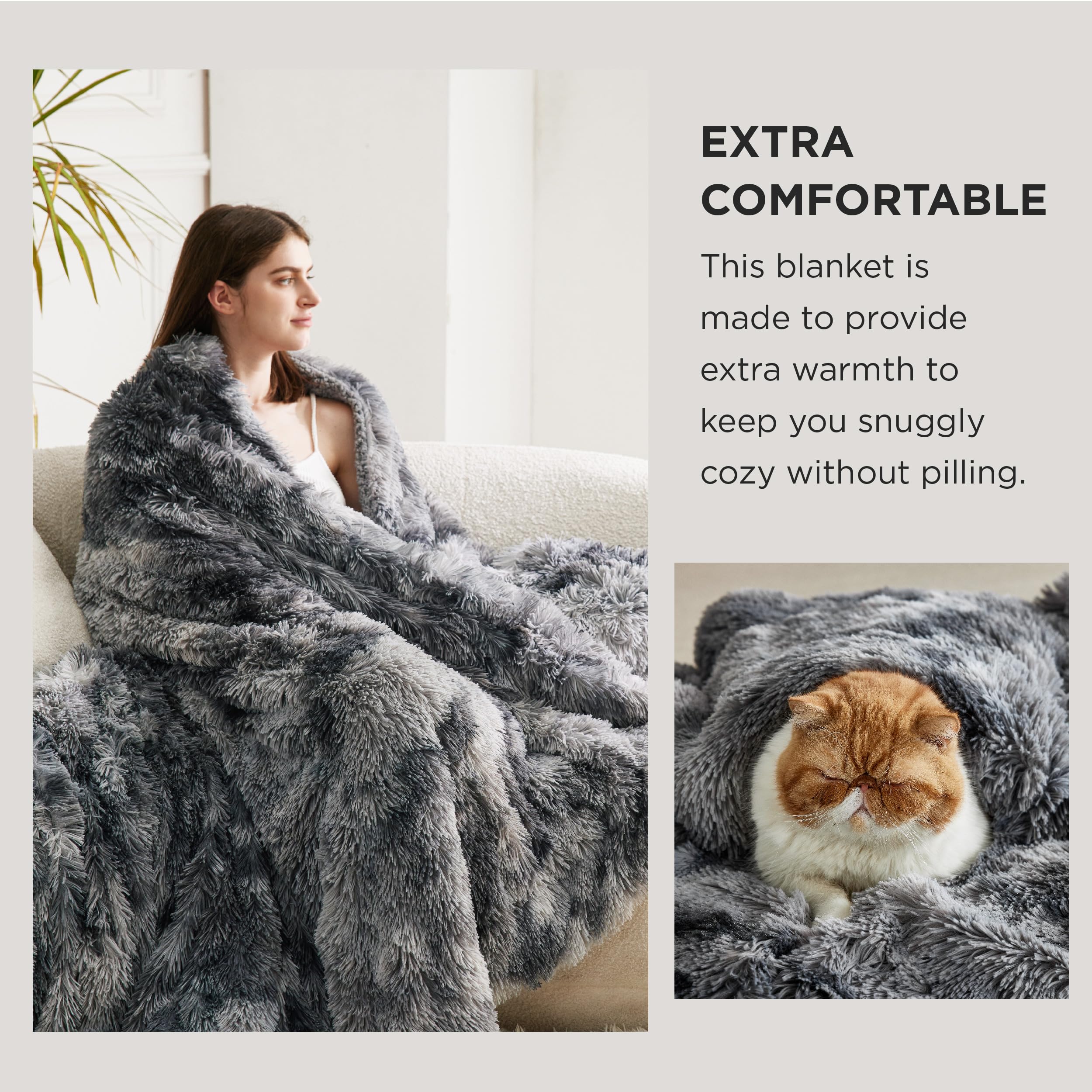 Bedsure Ultra Soft Fluffy King Size Blanket for Bed β Fuzzy, Fluffy, Shaggy Faux Fur King Blanket, Warm and Thick Sherpa, Tie-dye Decorative Gift, Oversized Blankets King Size, 108x90 Inches, 640 GSM