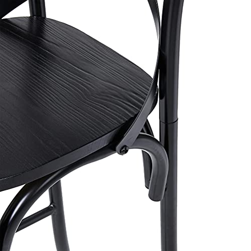 glitzhome 3 Pieces Black Steel Round Bar Table and Bar Stools with High Backest Set Dining Table and Chairs Set