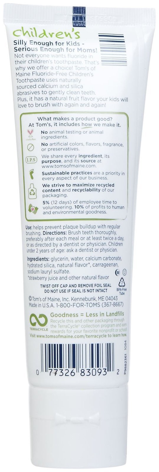 Tom's of Maine Fluoride Free Children's Toothpaste, Silly Strawberry, 4.20 oz