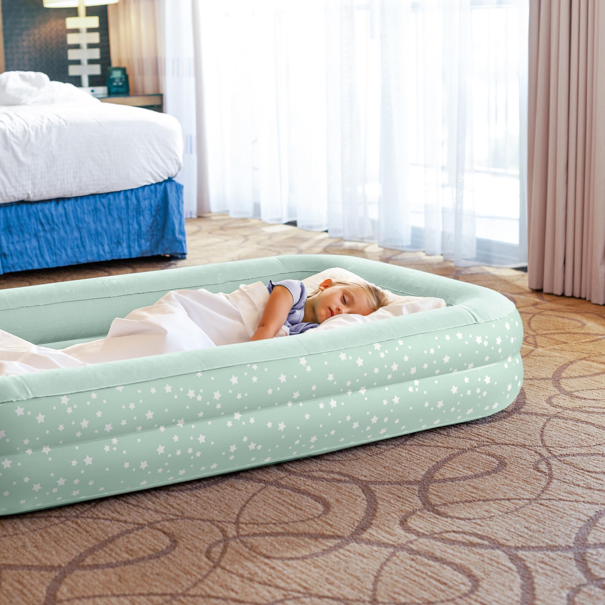 Intex 66810EP Inflatable Kidz Travel Bed Set: Air Mattress Includes Hand Pump and Carry Bag – Indoor Use – 28" x 52 x 4 Bundled w/Electric Pump