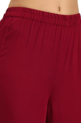 Janasya Indian Women's Maroon Rayon Kurti With Sharara And Dupatta(SET322-KR-SHA-XS)