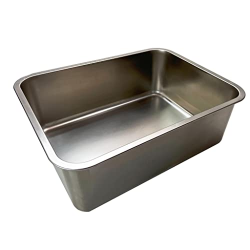 KUNWU Stainless Steel Food Grade 20" x 14" x 6" Extra Large Cat Litter Box with Silver Scoop Set