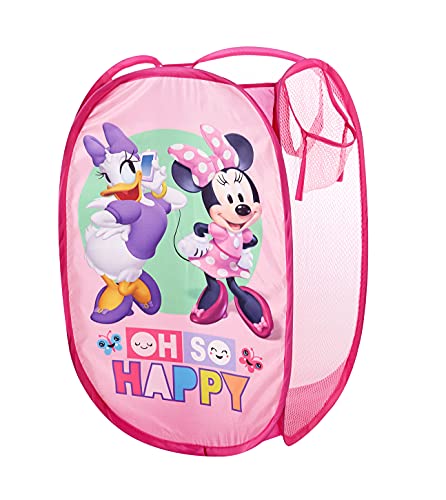 Disney Minnie Mouse Oh So Happy Pop Up Hamper with Durable Carry Handles, 21" H x 13.5" W X 13.5" L
