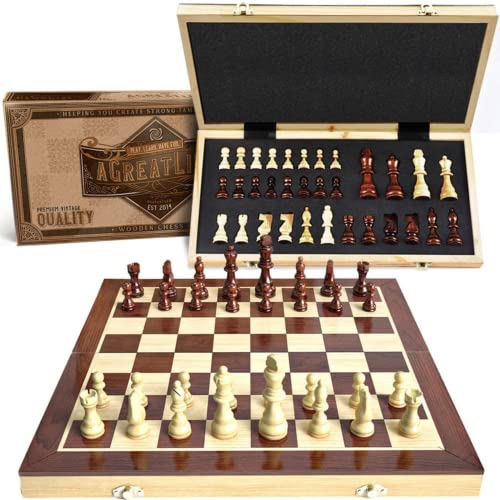 ๐ก๐๐ช ๐ฉ๐๐ฅ๐ฆ๐๐ข๐ก 15" Magnetic Chess Board Set - Wooden Chess Board for Kids and Adults - Universal, Competition Ready - Hand Carved Travel Game Chess Pieces - Felted Board Storage, Vintage Chess