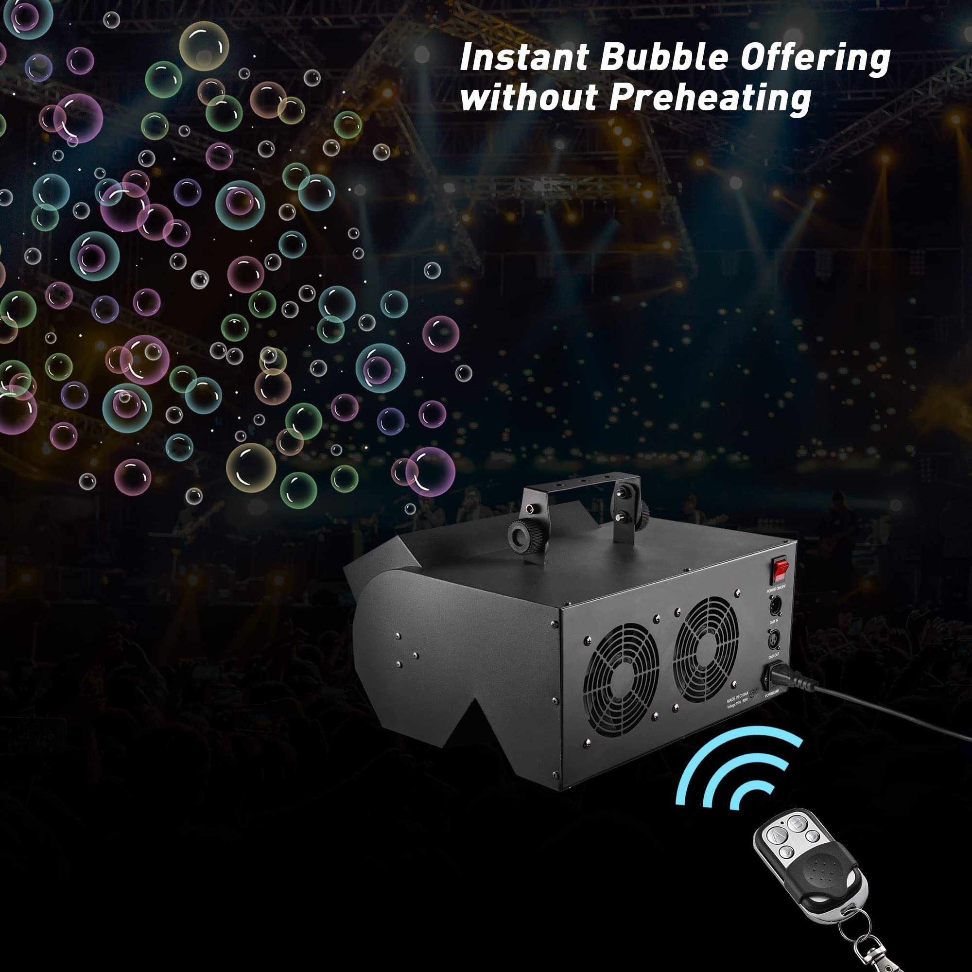 AW 200W Metal Bubble Machine Maker Large Professional Wireless Remote Control with High Output Music Festival Party Stage