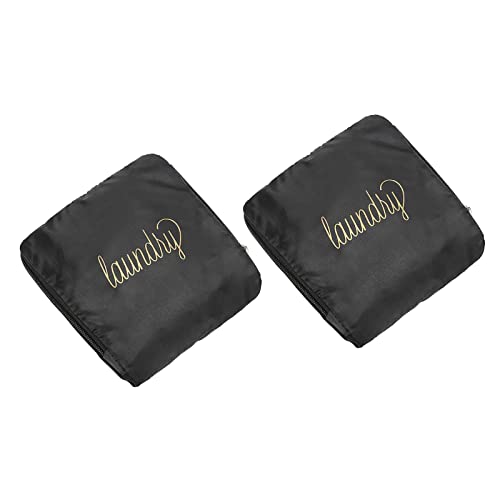 JIANWEI 2pcs Travel Laundry Bag, Expandable Laundry Bag with Drawstring, Small Dirty Clothes Bags, Laundry Basket Clothes Hamper for Traveling(Black)