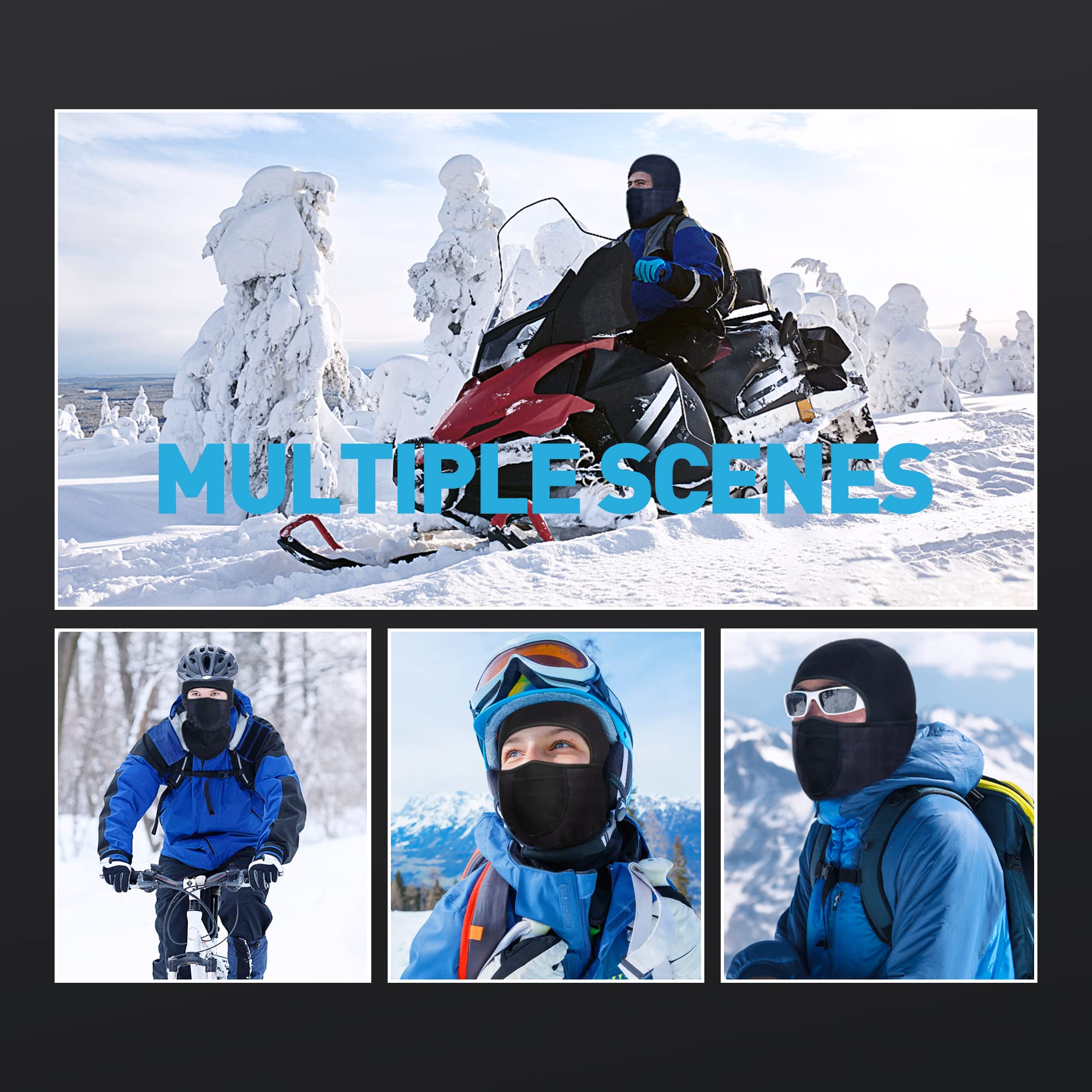 Balaclava Ski Mask - Face Mask for Cold Weather - Windproof Balaclava Hood - Motorcycle Full Face Mask Black