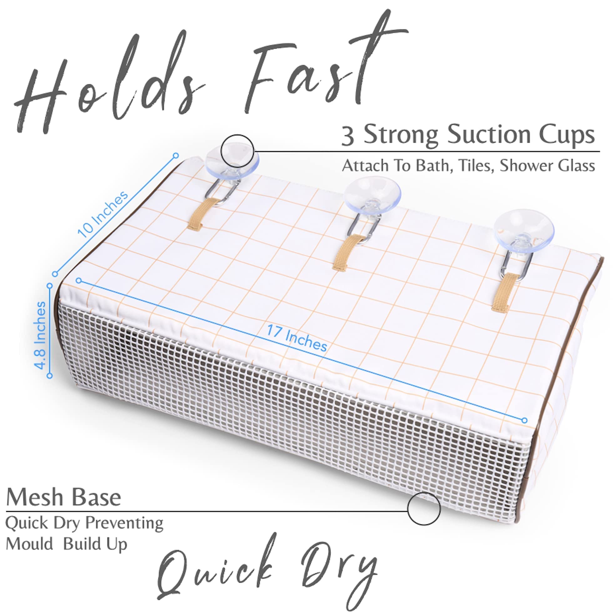 Large Bath Toy Storage with A Quick Dry Mesh Base. Sturdy Bath Toy Holder with 3 Strong Suction Cups. The Bath Toy Organizer Keeps Your Bathroom Tidy. Bathtub Toy Holder (Golden Check)