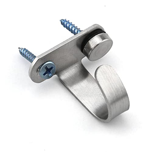 DGHAOP 8pcs Stainless Steel Screw Mounted Ceiling Hooks with Screws, Under-Shelf Towel/Robe Clothes Hook Heavy Duty Coat Hook Hanger, Silver Tone