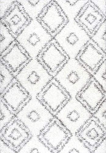 nuLOOM Iola Geometric Shag Area Rug, 6' 7" x 9', White